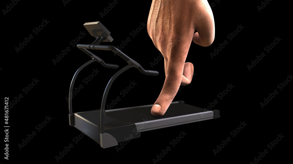 Hand running with index and middle finger on treadmill machine include ...