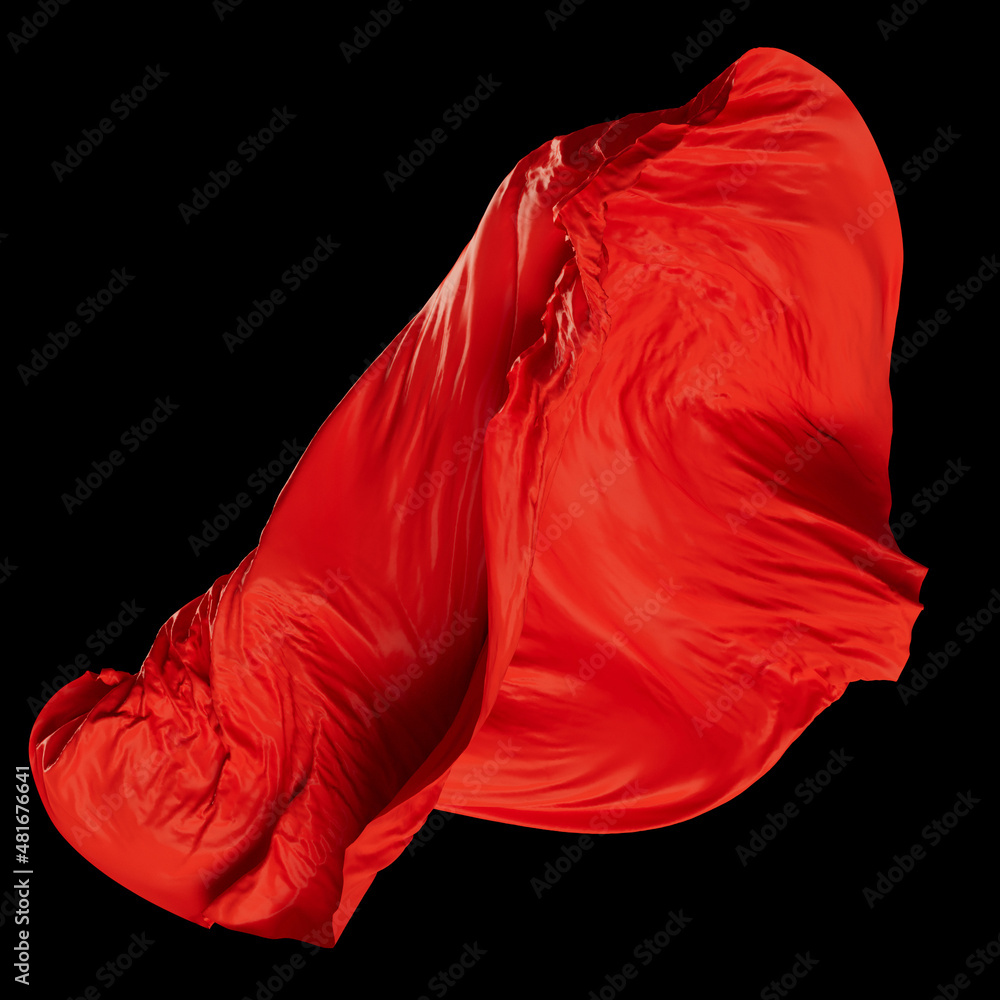 3d abstract twisted piece of textile, wavy flying cloth fabric isolated ...