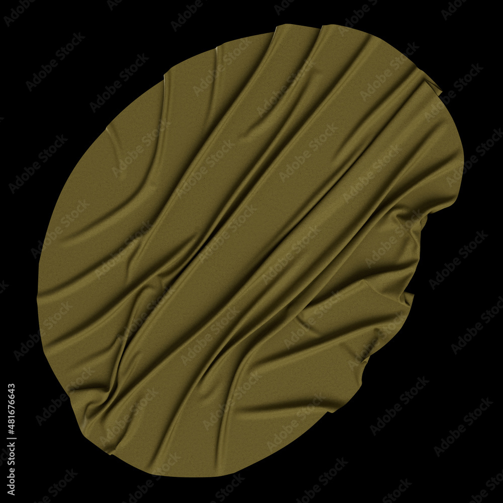 3d abstract twisted piece of textile, wavy flying cloth fabric isolated rendering. Luxury ...
