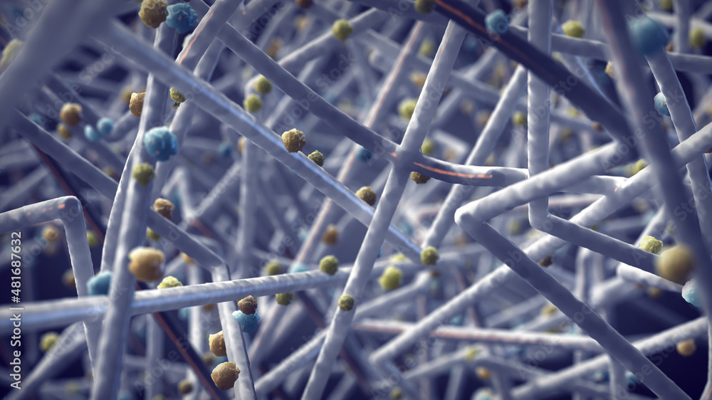 Microscopic view of dust particles captured by hepa filter. Air ...