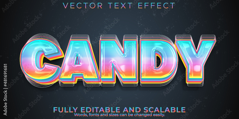 Candy text effect, editable sweet and rainbow text style Stock Vector ...