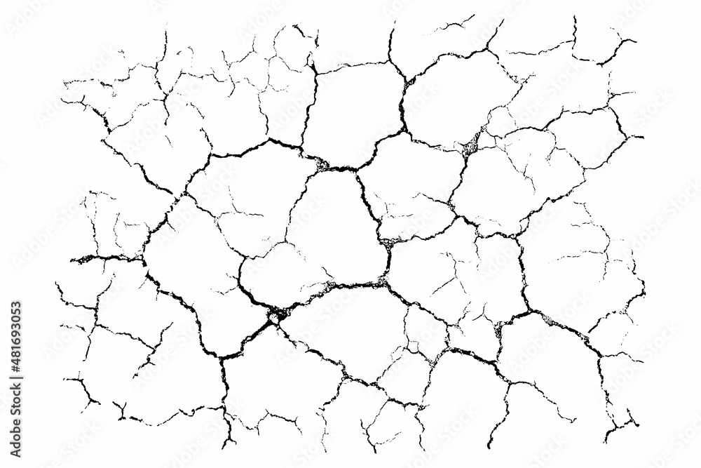 Natural cracks background. Vector overlay texture of cracked surface ...
