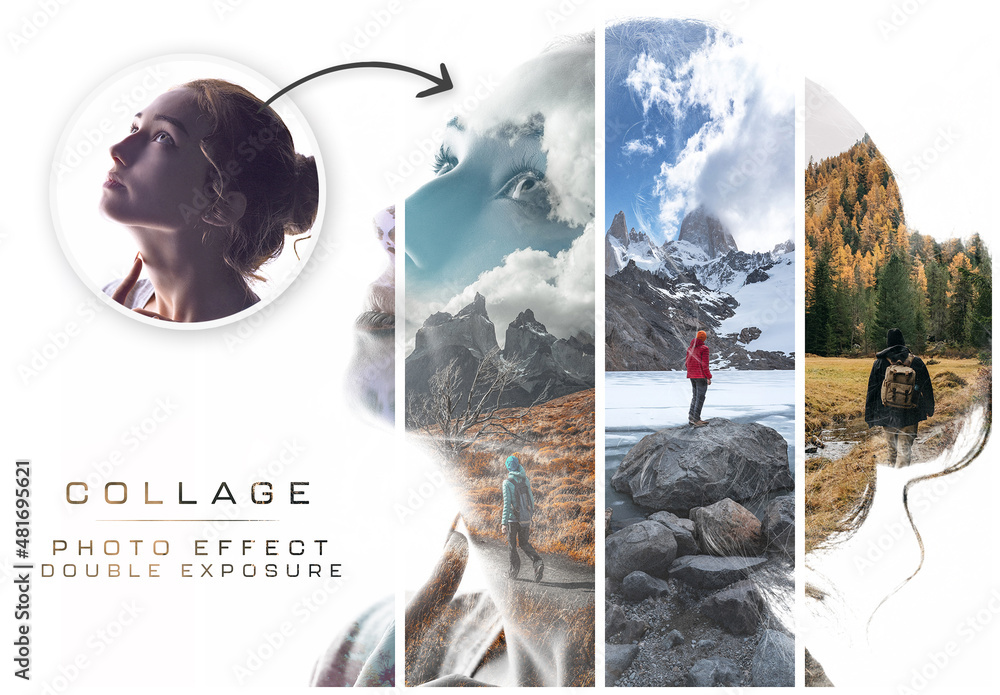 Photo Collage Double Exposure Effect Mockup Stock Template | Adobe Stock