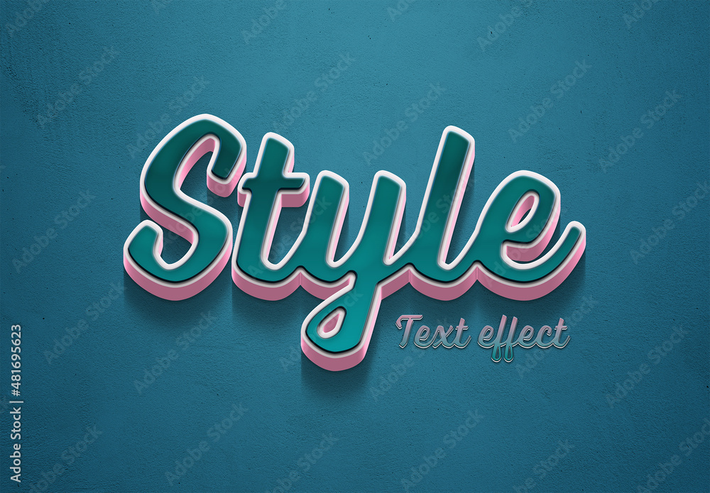 3d Text Effect Mockup With Stroke And Shadow Stock Template Adobe Stock