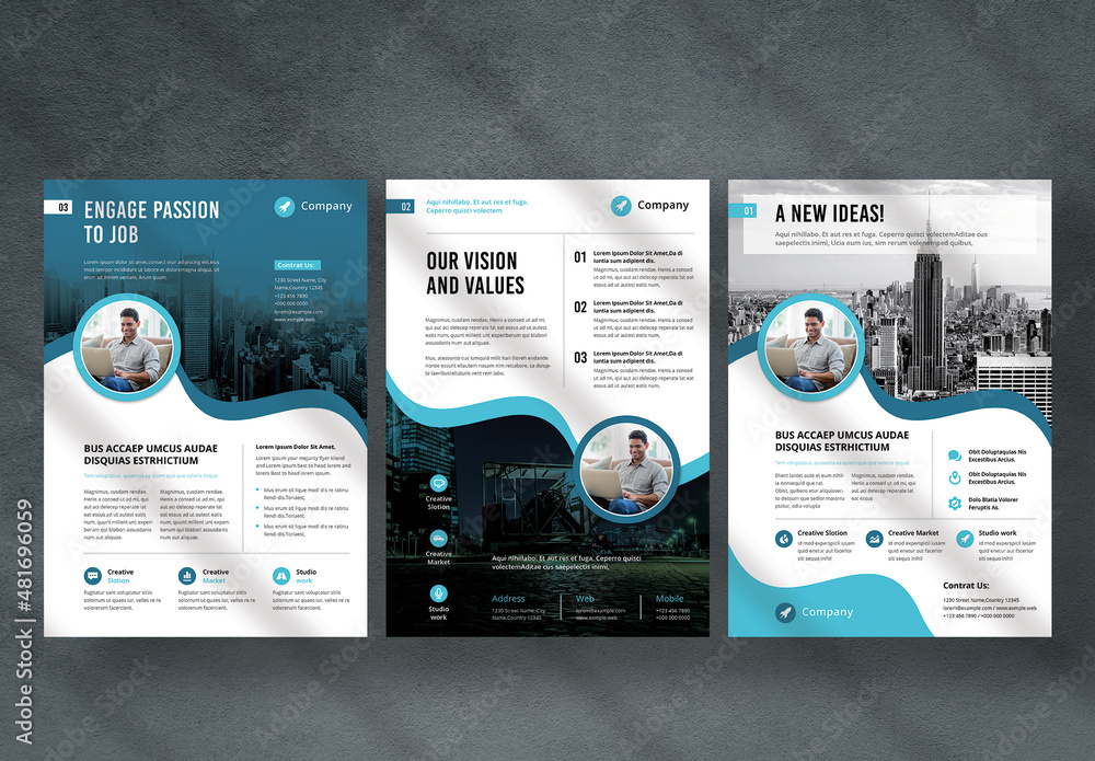Corporate Blue Flyer Layout Stock Template | Adobe Stock