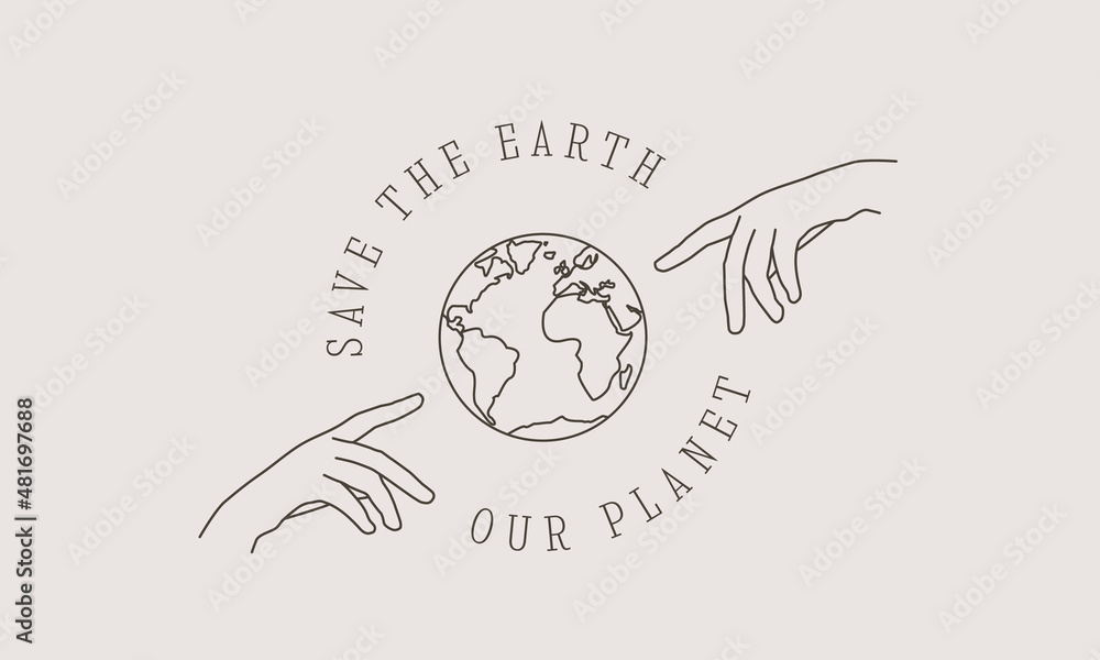 Sustainable environment logo concept. Trendy Ecology poster with earth ...