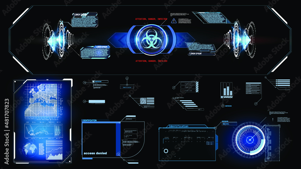 Futuristic Vector HUD Interface Screen Design. Digital callouts titles ...
