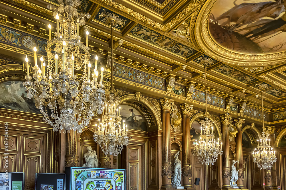 Interior of City Hall of Paris (Hotel de Ville de Paris). Hotel de ...