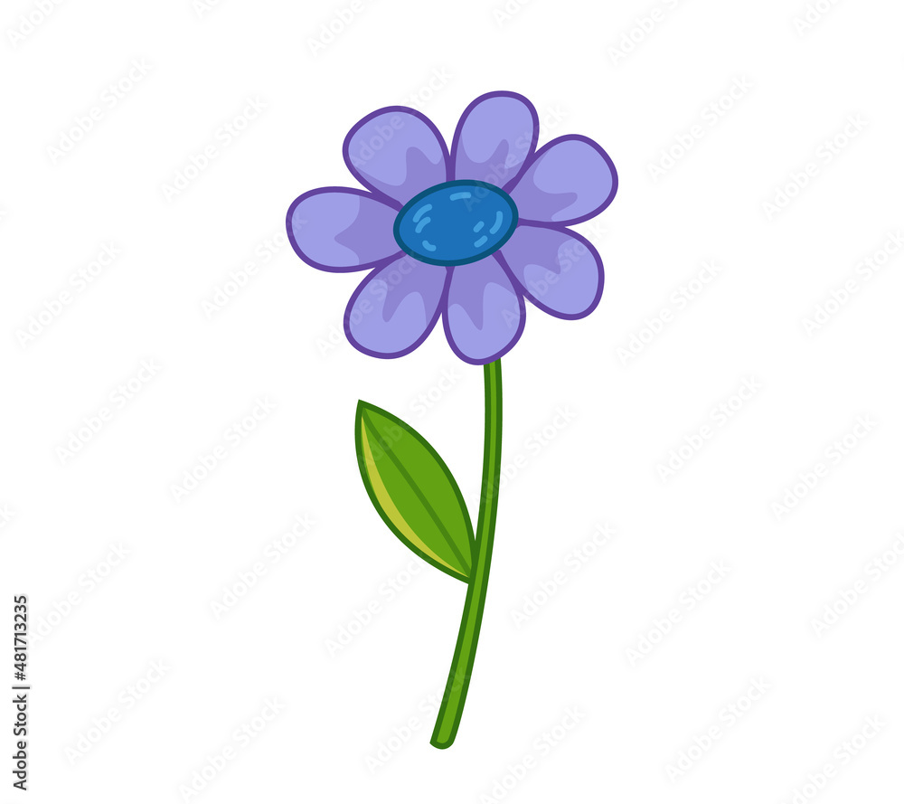 Nice blue flower. Vector illustration in cartoon childish style ...