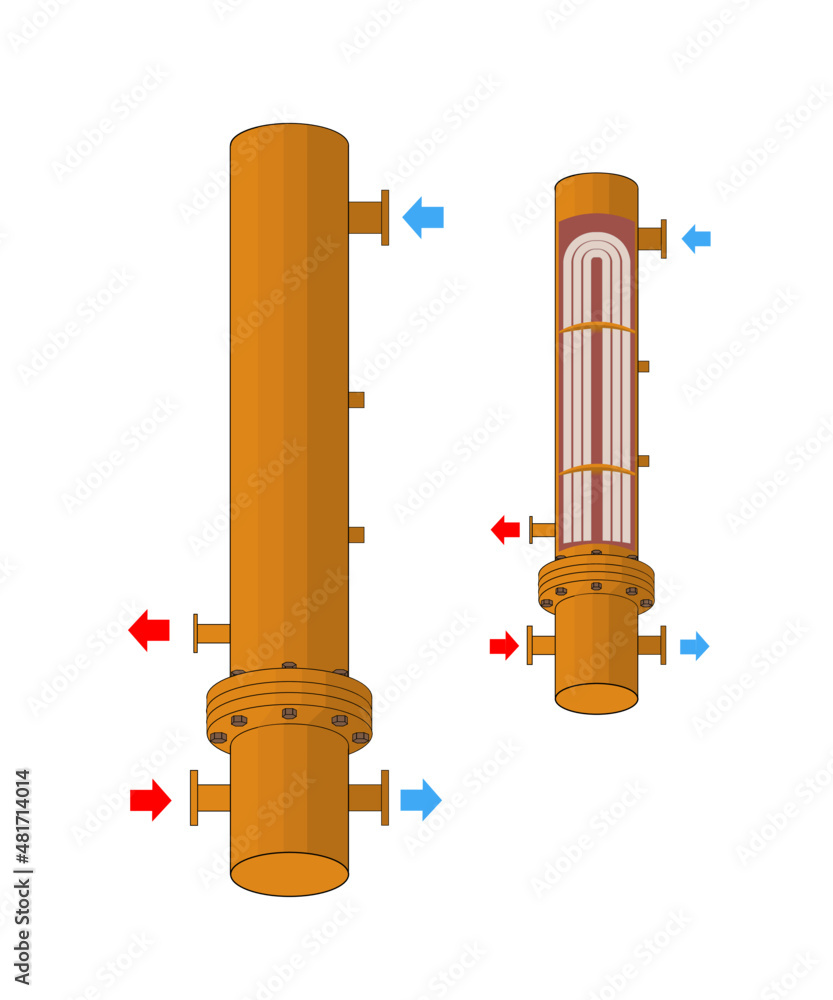 Vertical shell and tube heat exchanger with inside structure variant ...