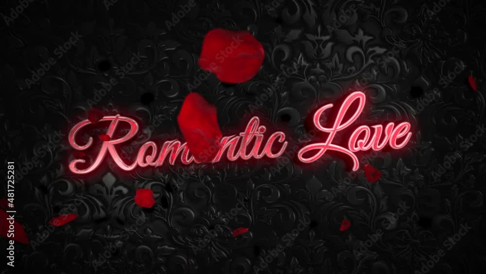 Romantic Love with fly red leaves on fashion background, motion ...
