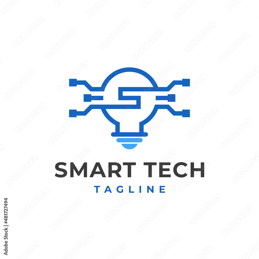 Bulb tech electric circuit logo design, Smart technology logo concept ...