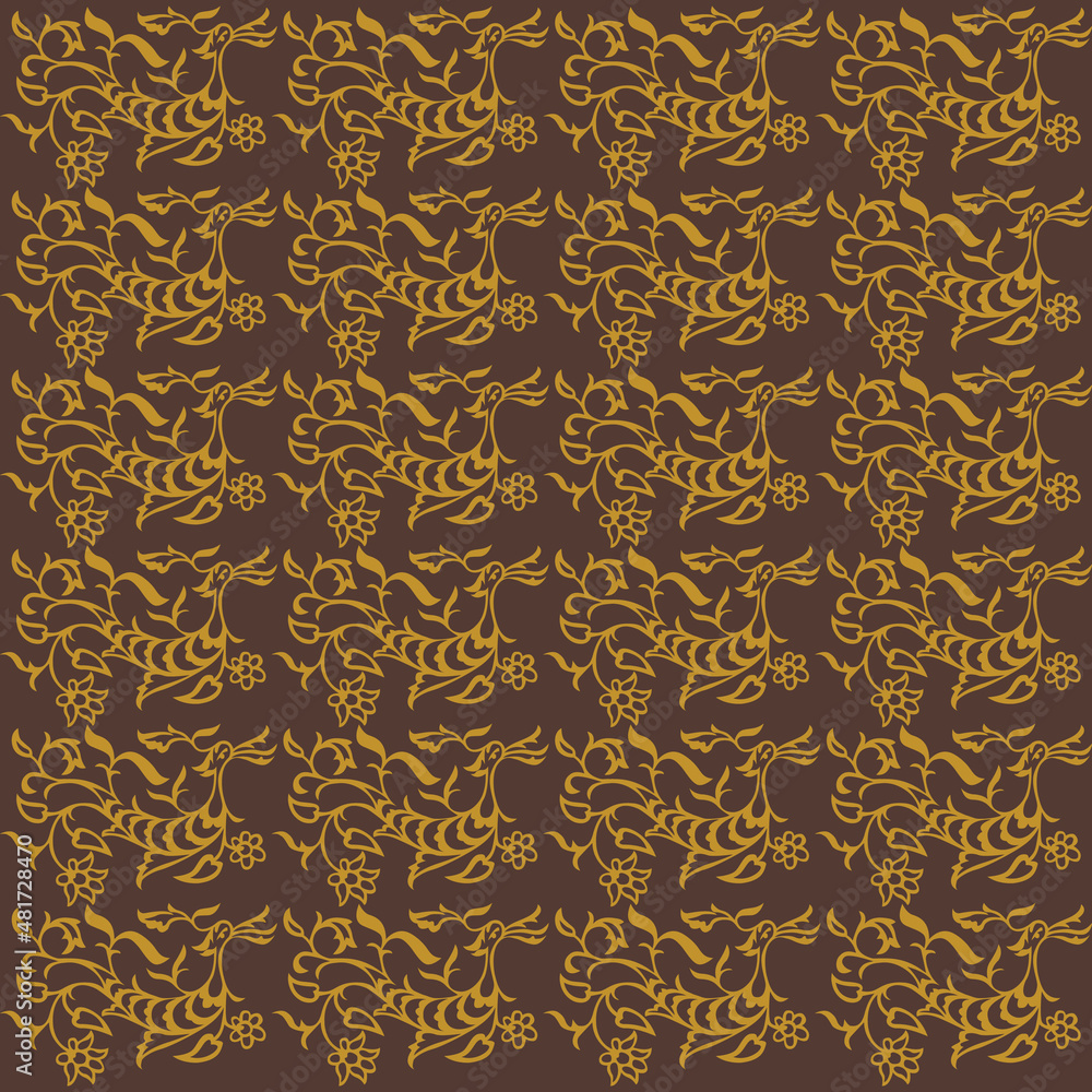 Vecteur Stock Batik Pattern Naga Nagaan Riau, Sumatera Indonesia. Batik ...