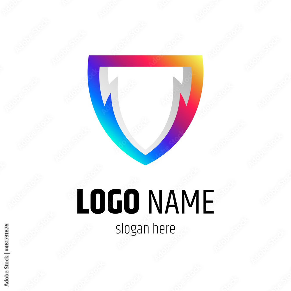 simple shield frame logo concept in colorful gradient colors, ready to ...