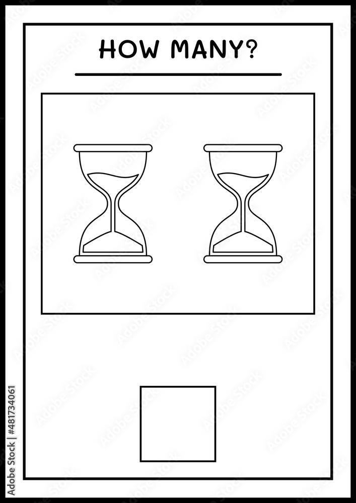 How many Hourglass, game for children. Vector illustration, printable ...