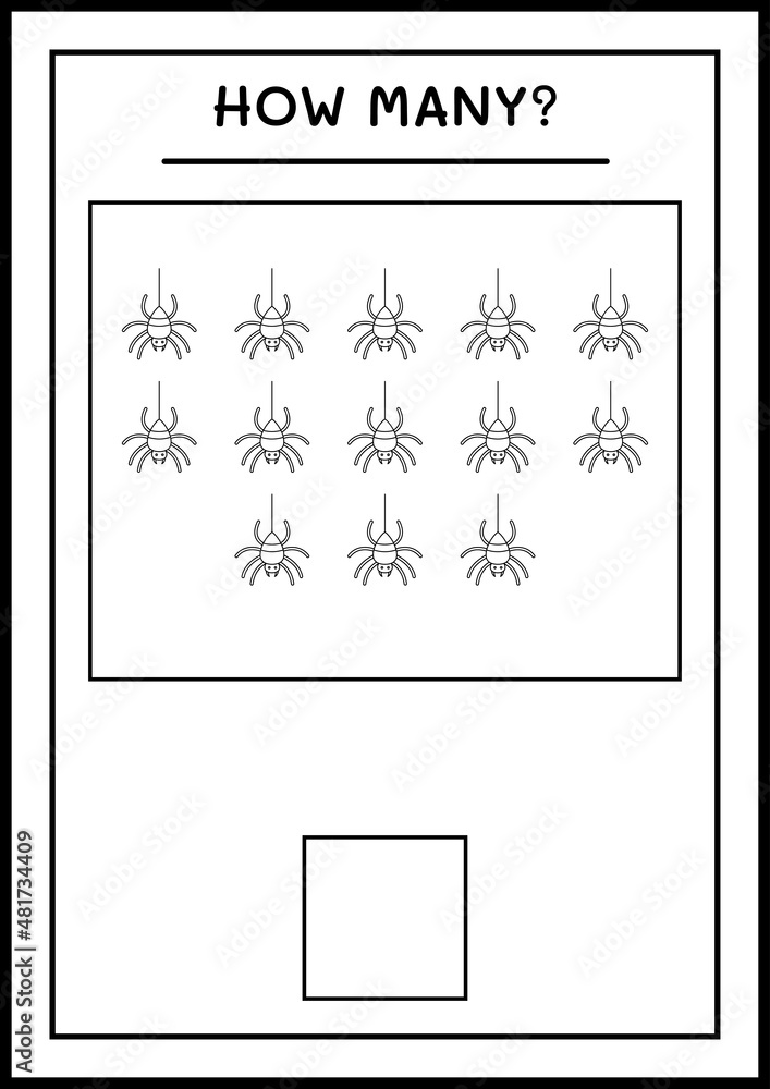 How many Spider, game for children. Vector illustration, printable ...