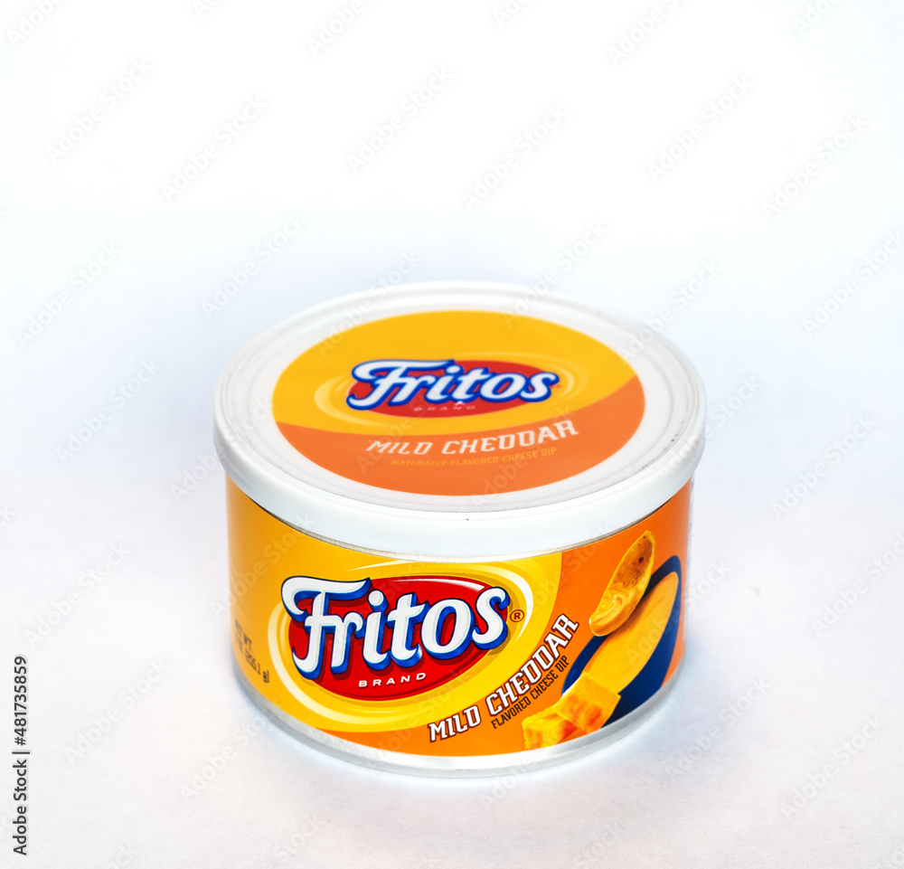 NISSWA, MN - 19 JAN 2022: Container of Fritos brand Mild Cheddar ...