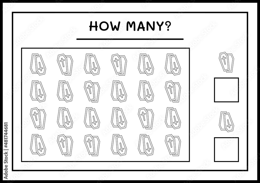 How many Coffin, game for children. Vector illustration, printable ...