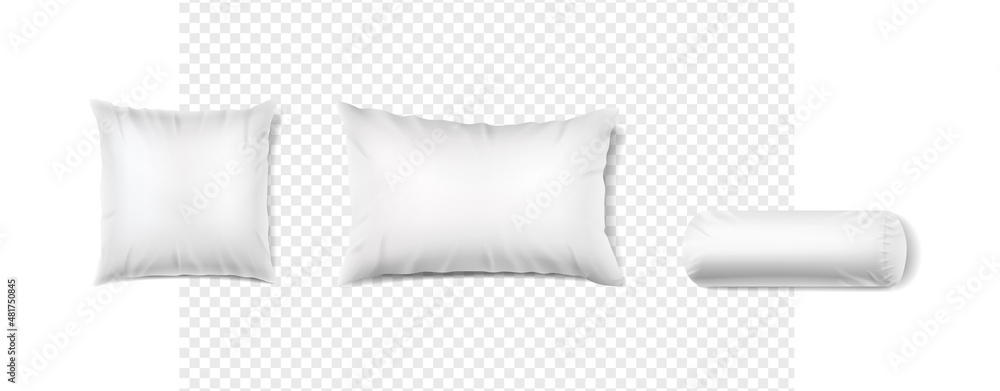 3d realistic vector icon set. Pillow mockup in front view. Design ...