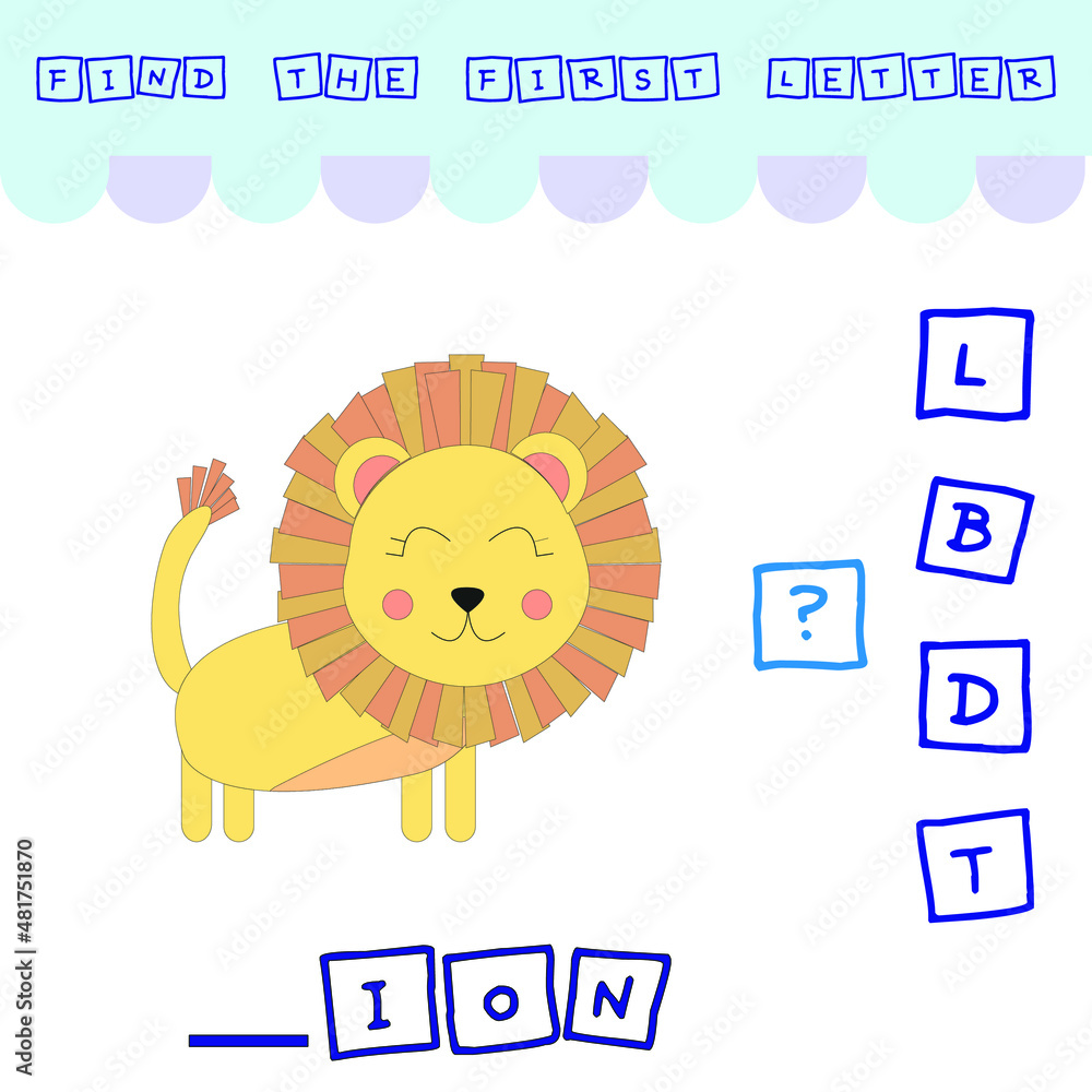 Find the first letter of the word LION and connect. Educational game ...