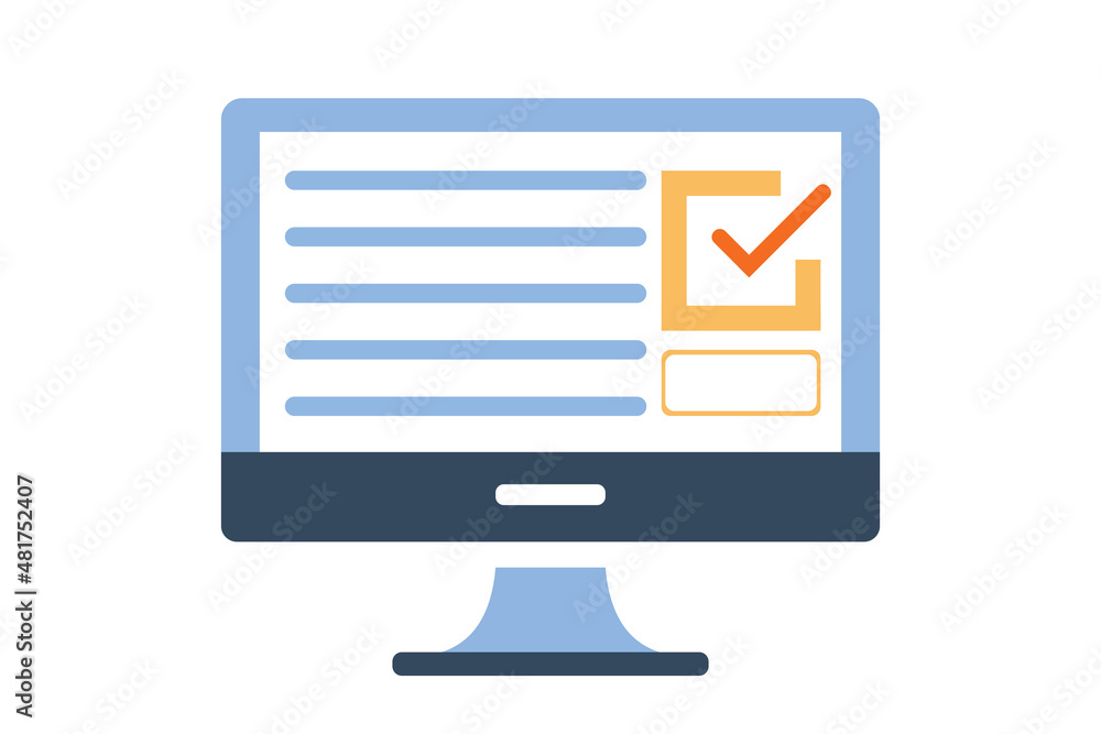 Online registration form on monitor screen on white background for ...