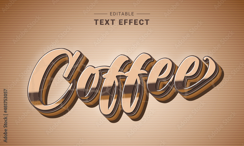 Editable text effect - Retro text style theme. Text effect. Coffee text ...