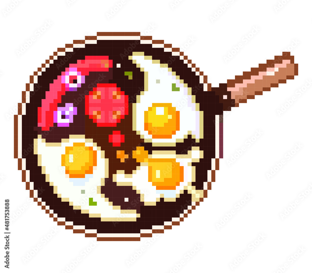 fried egg pixel art Stock Vector | Adobe Stock