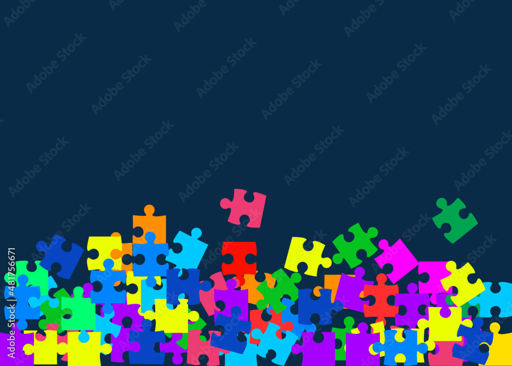 Jigsaw puzzle game. Scattered puzzle pieces scattered background ...