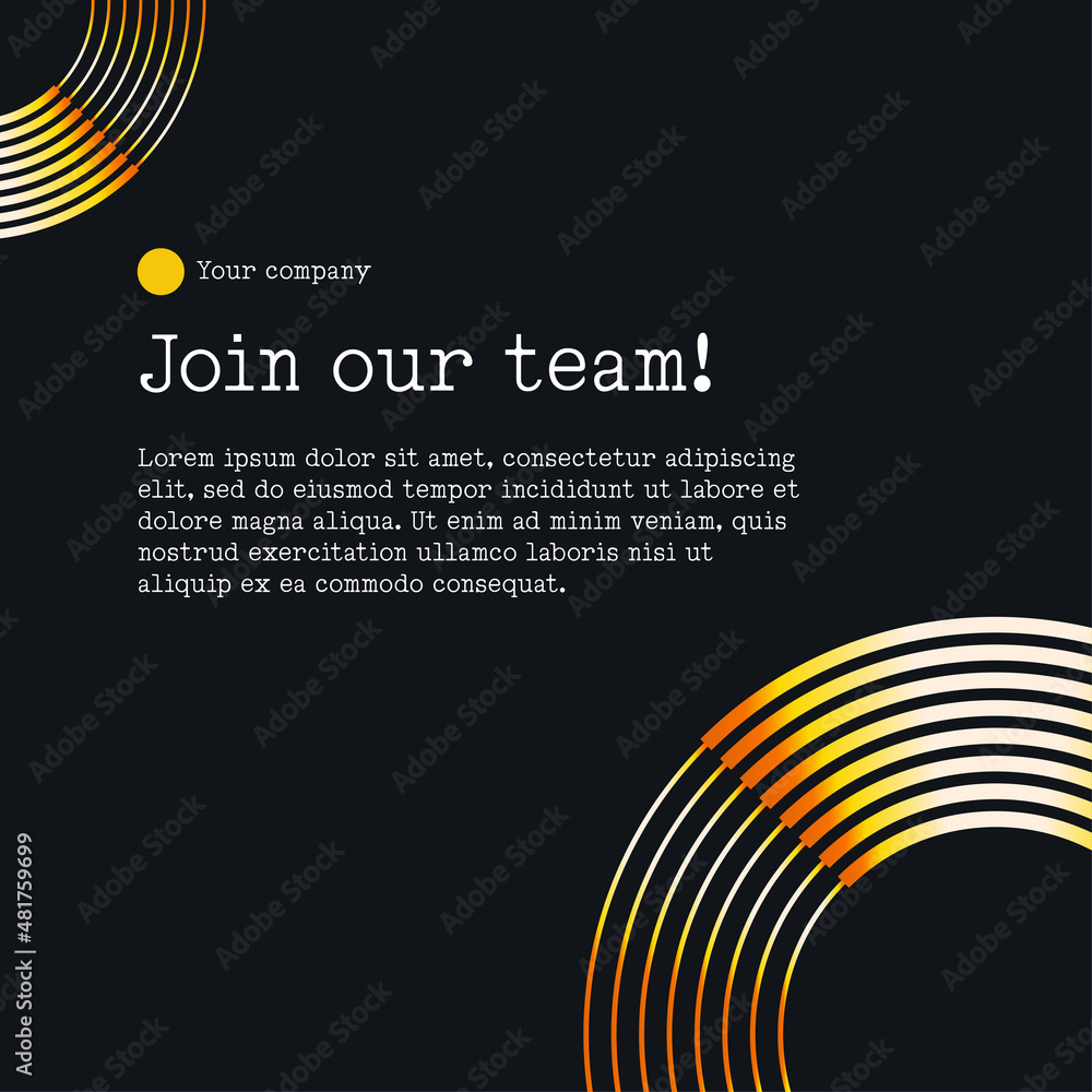 We are hiring, join our team announcement with abstract decorative ...