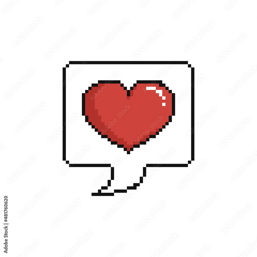 Pixel art symbol of message with heart on a white background. Stock ...