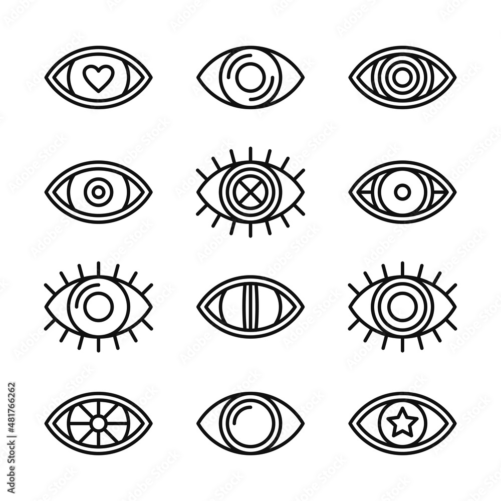 Simple Eye Set on White Background. Vector Stock Vector | Adobe Stock
