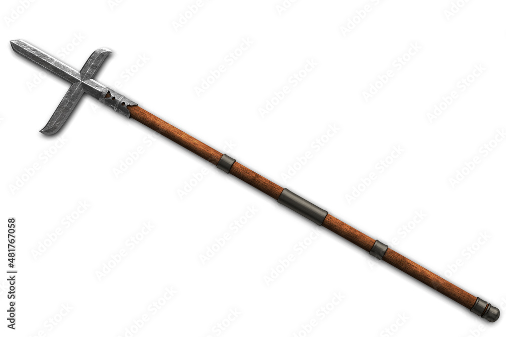 Katakama yari - traditional japanese weapon on white background 3d ...