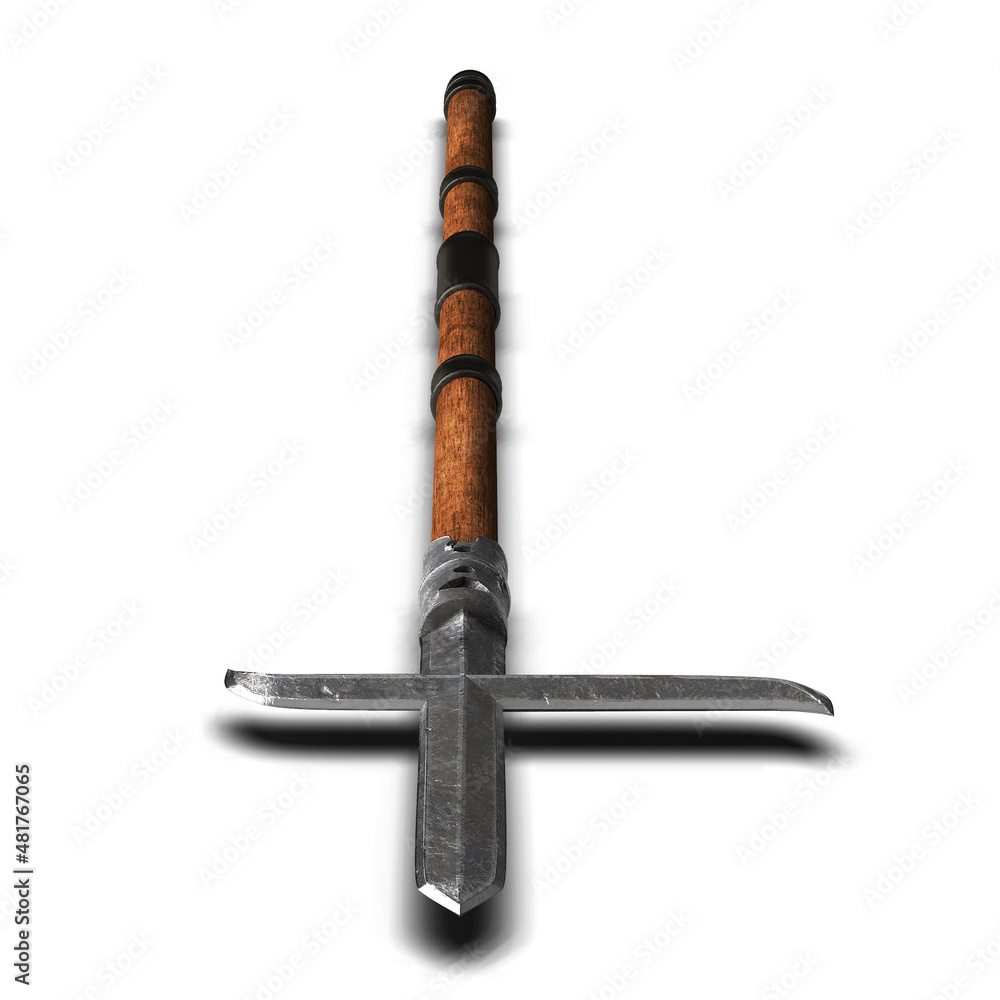 Katakama yari - traditional japanese weapon on white background 3d ...