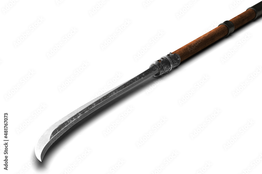 Naginata - traditional japanese weapon on white background 3d ...