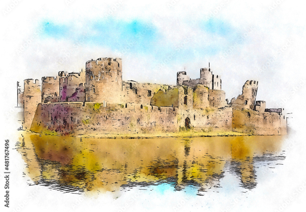 Caerphilly Castle, a medieval fortification in Caerphilly in South ...