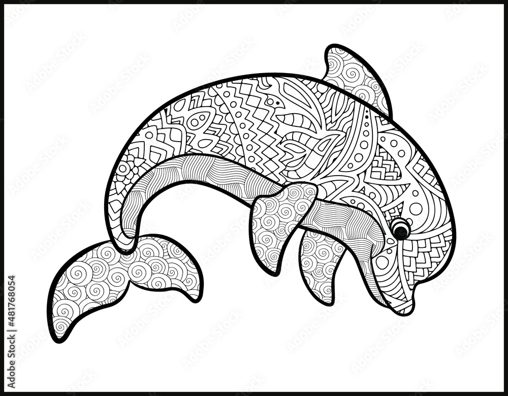 dolphin mandala coloring page, sea life set coloring page mandala ...