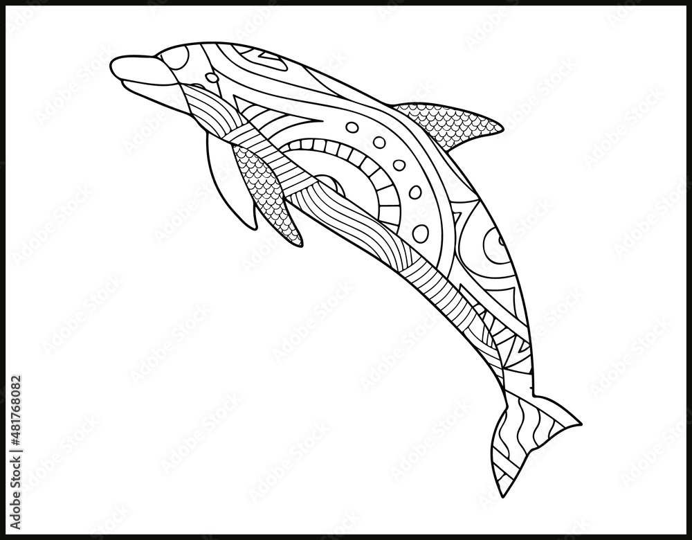 dolphin mandala coloring page, sea life set coloring page mandala ...