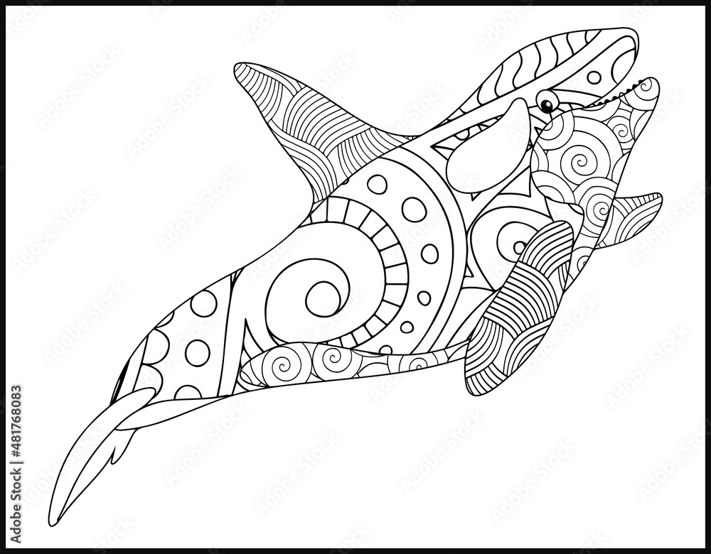 dolphin mandala coloring page, sea life set coloring page mandala ...