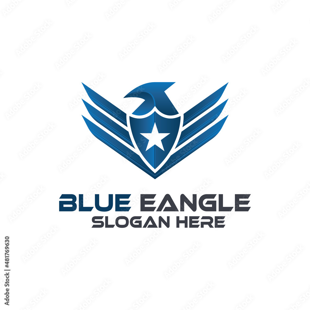 Blue eagle logo vector with Shield, perfect for modern business ...