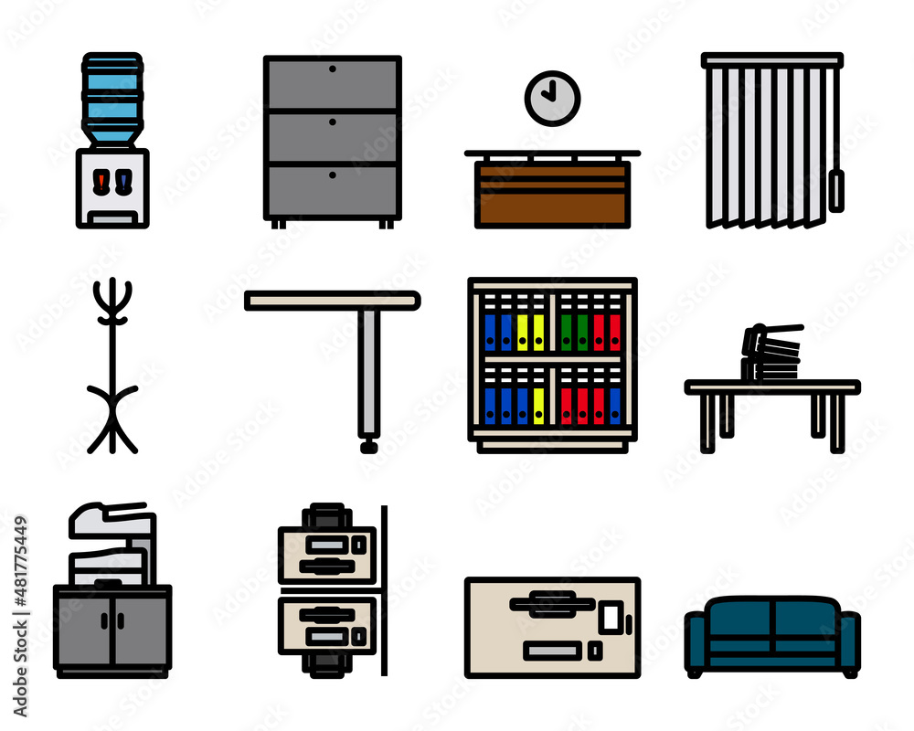 Office Icon Set Stock Vector | Adobe Stock