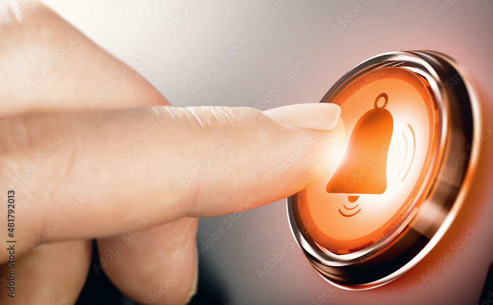 Enable Notification. Bell button. Stock Photo | Adobe Stock