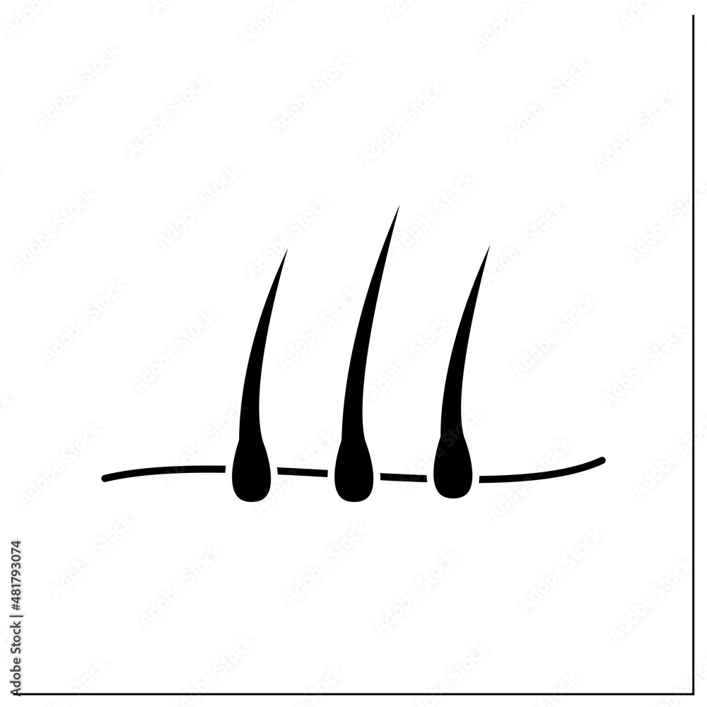 Hair glyph icon. Body protection. Hair growth bulb.Body parts. Human ...