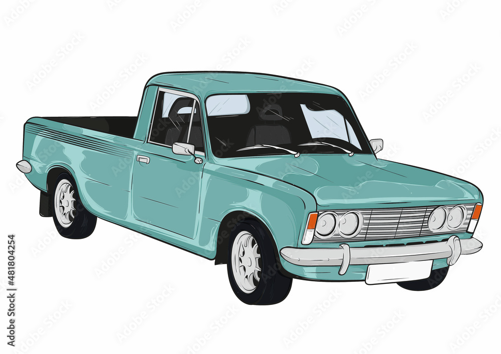 cartoon car pick up sketch painting wallpaper comics style Stock ...