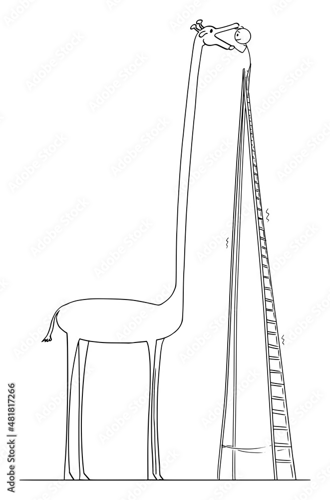 Veterinarian or Vet Nursing Giraffe, Vector Cartoon Stick Figure ...