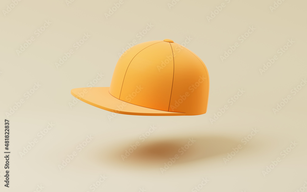 A cartoon cap with yellow background, 3d rendering. Stock Illustration ...