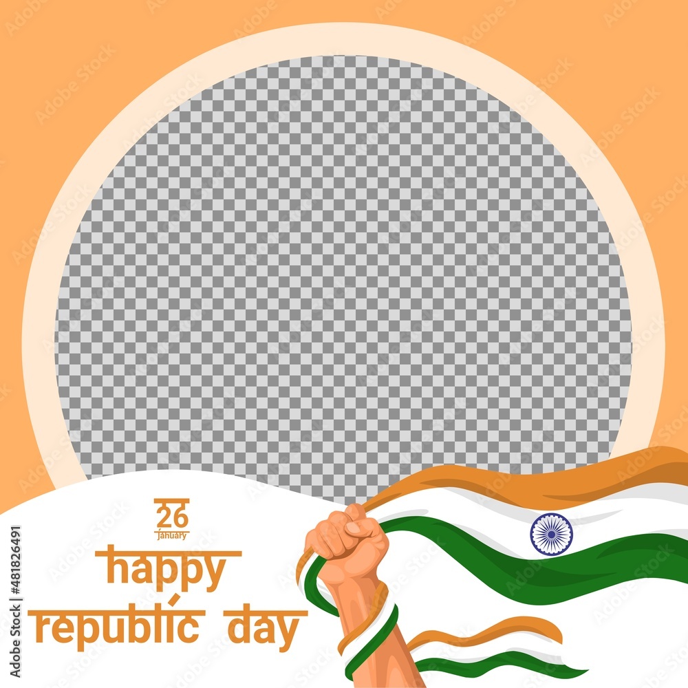 Twibbon design for Happy republic day. hand holding Indian flag. Vector ...