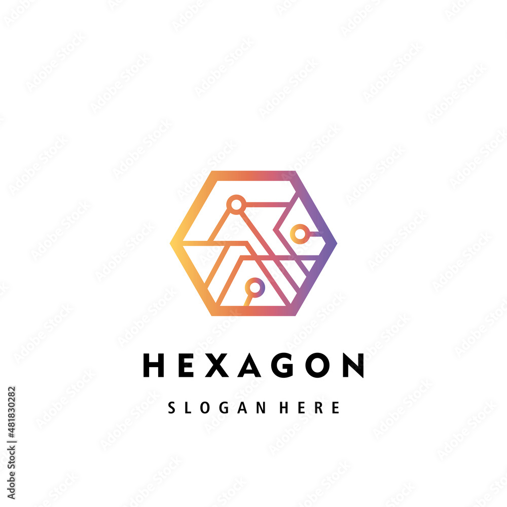 hexagon logo element illustration color design vector template electric ...