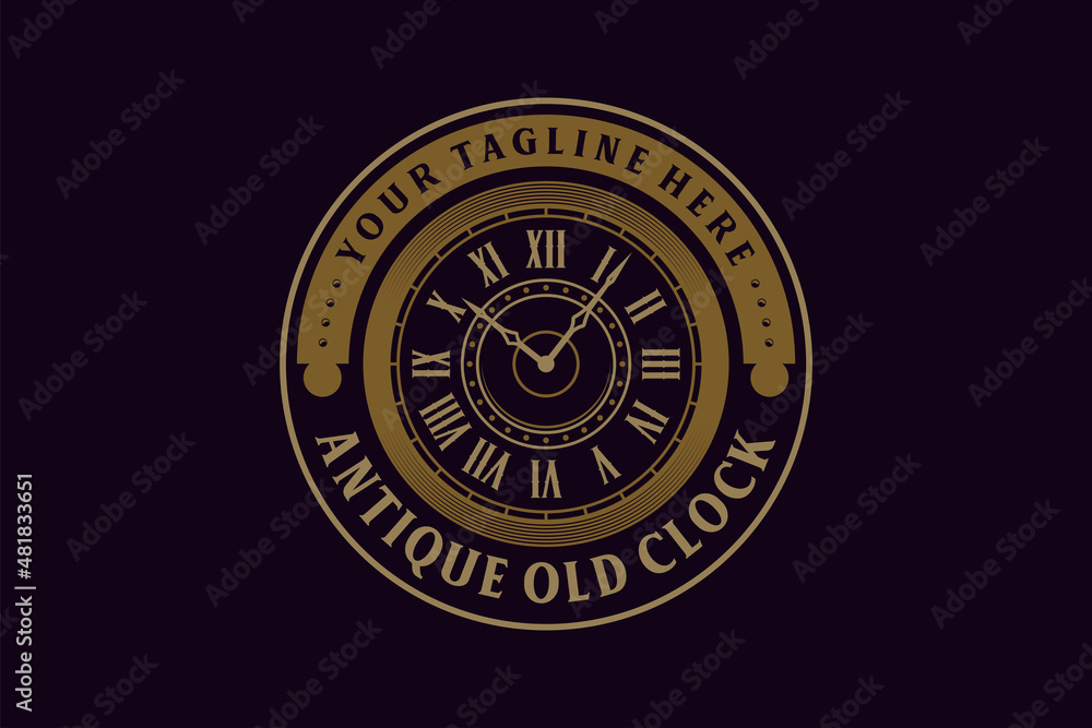 Vintage / Antique Old Clock with Steampunk style for Emblem Logo design ...
