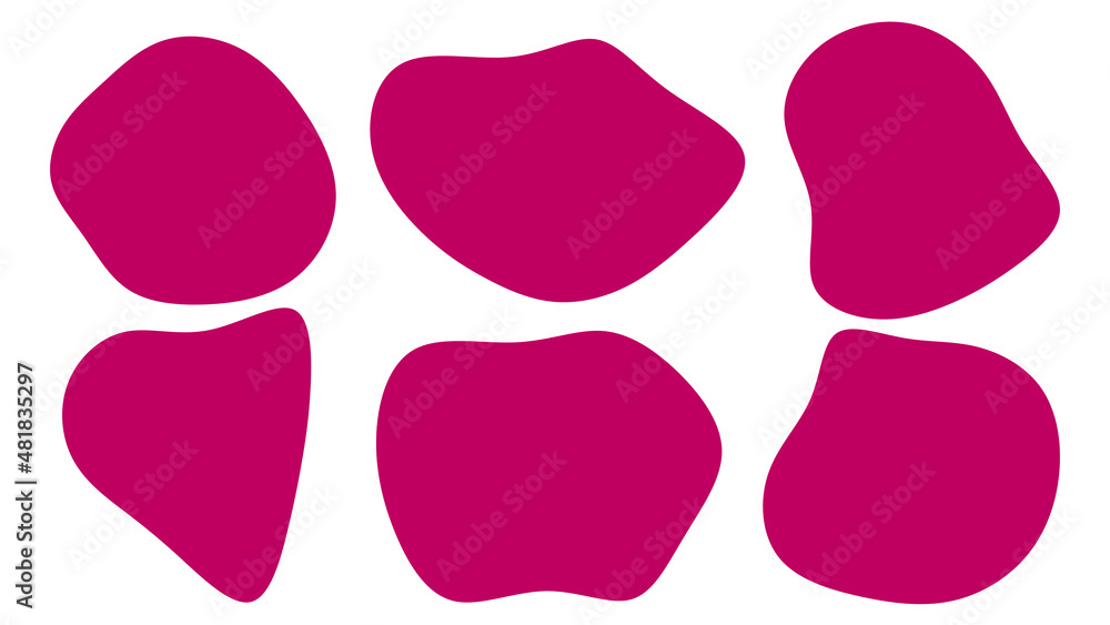 Organic Pink blobs irregular shape. Abstract fluid shapes vector set ...
