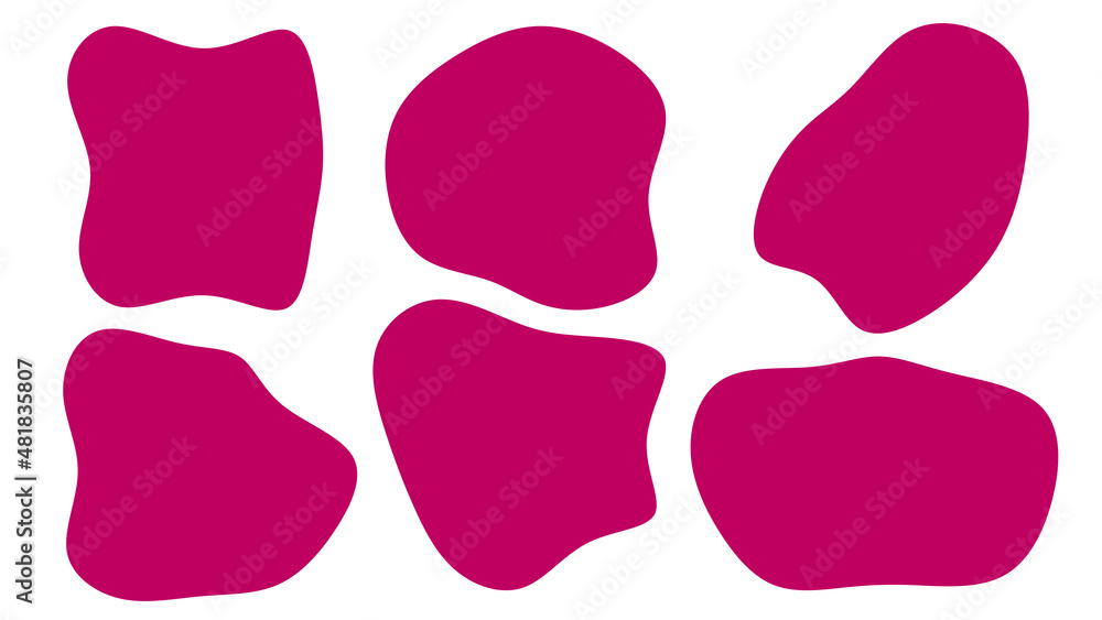 Organic Pink blobs irregular shape. Abstract fluid shapes vector set ...